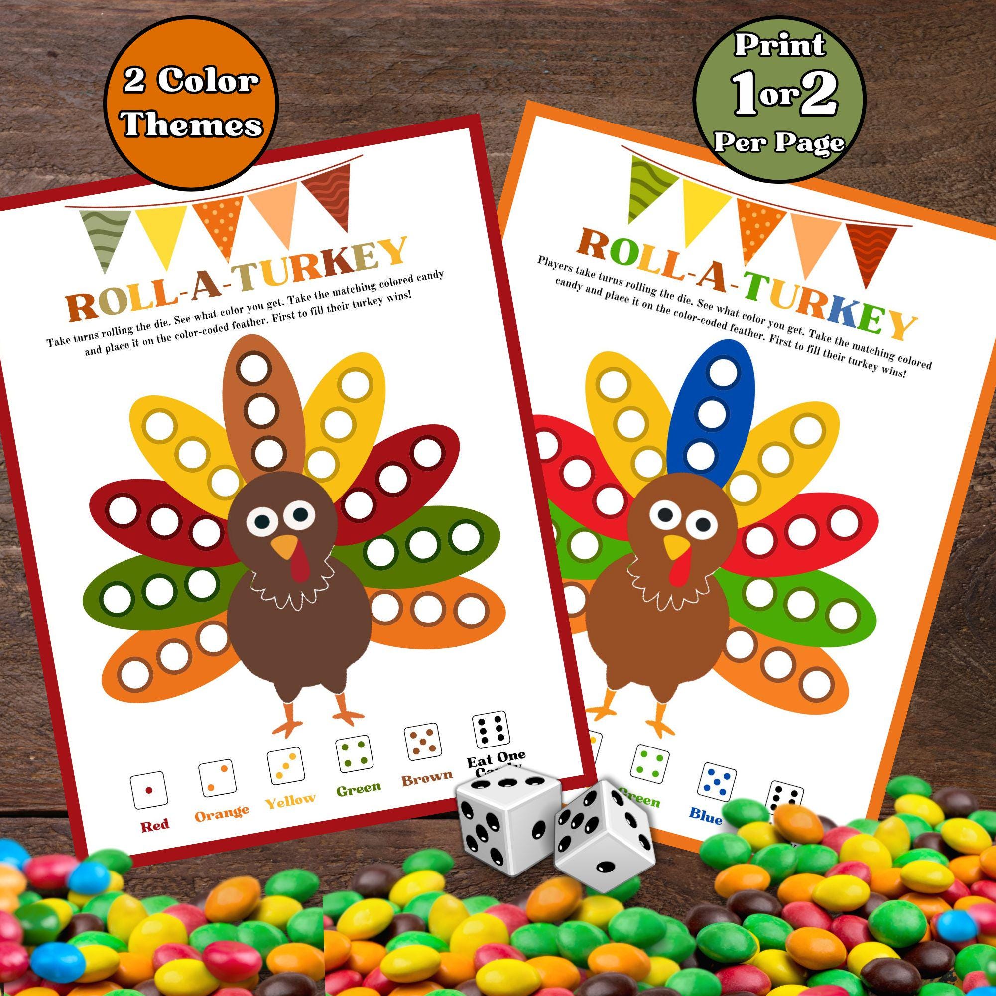 Roll-a-turkey Game, Printable Thanksgiving Activity, Fun Family ...