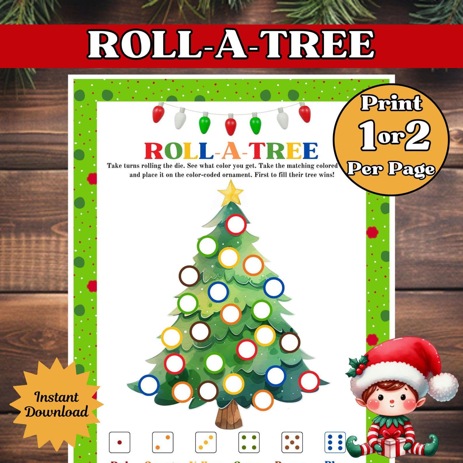 Roll A Tree Christmas Game Printable Christmas Party Game for Family ...