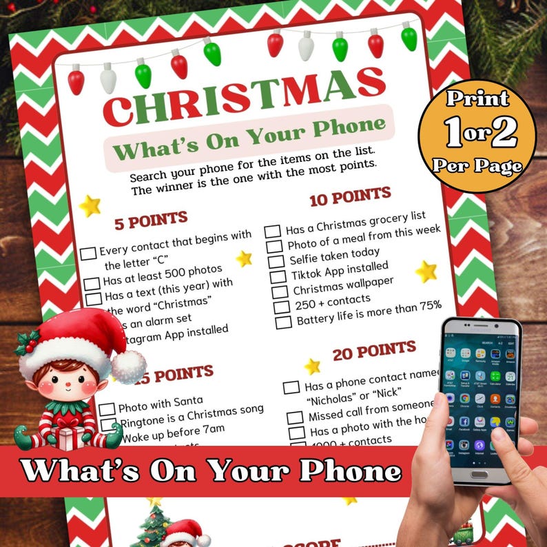 Christmas What's on Your Phone Game – Printable Fun Holiday Party ...