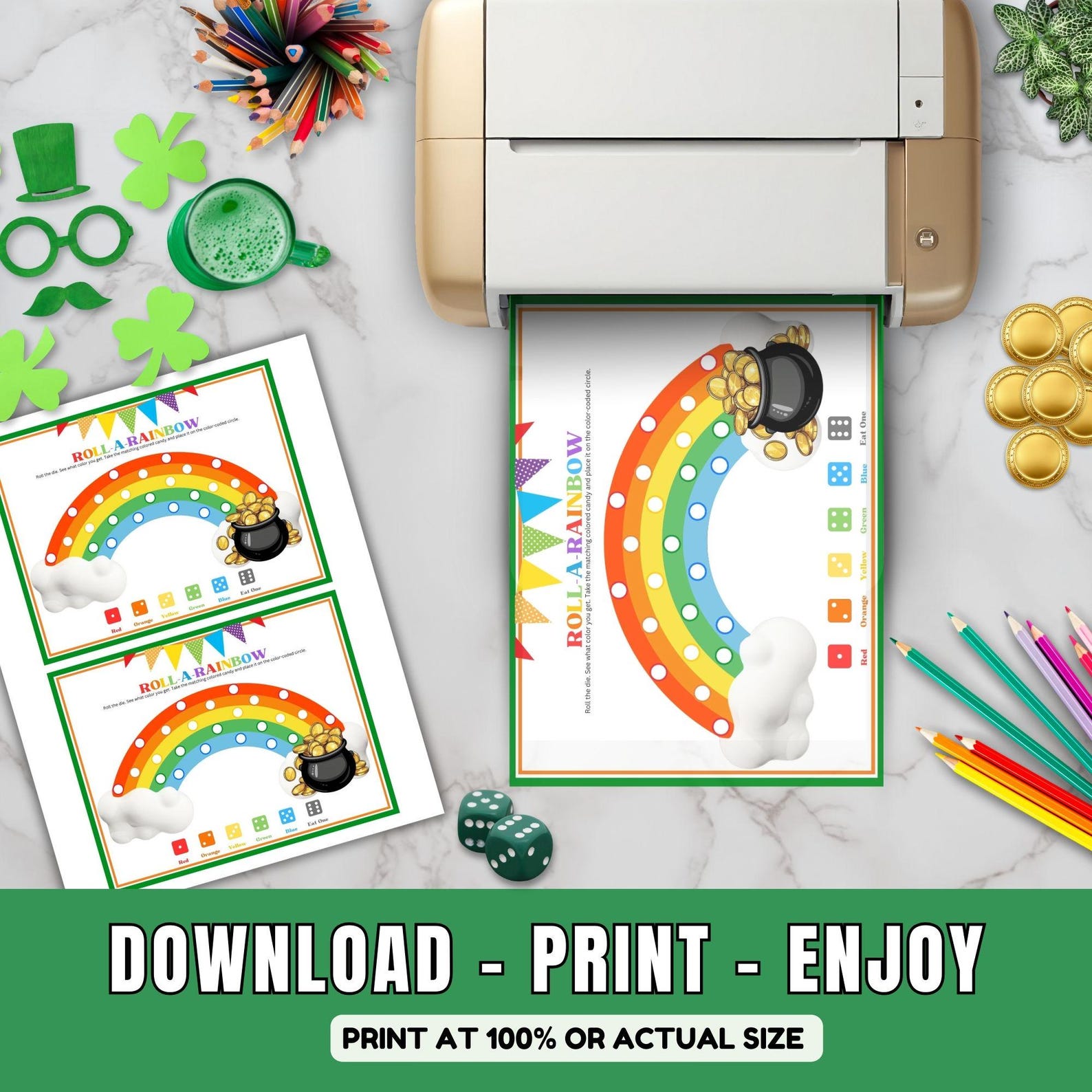 Roll a Rainbow Dice Game Printable Fun St Patricks Day Color Math Game ...