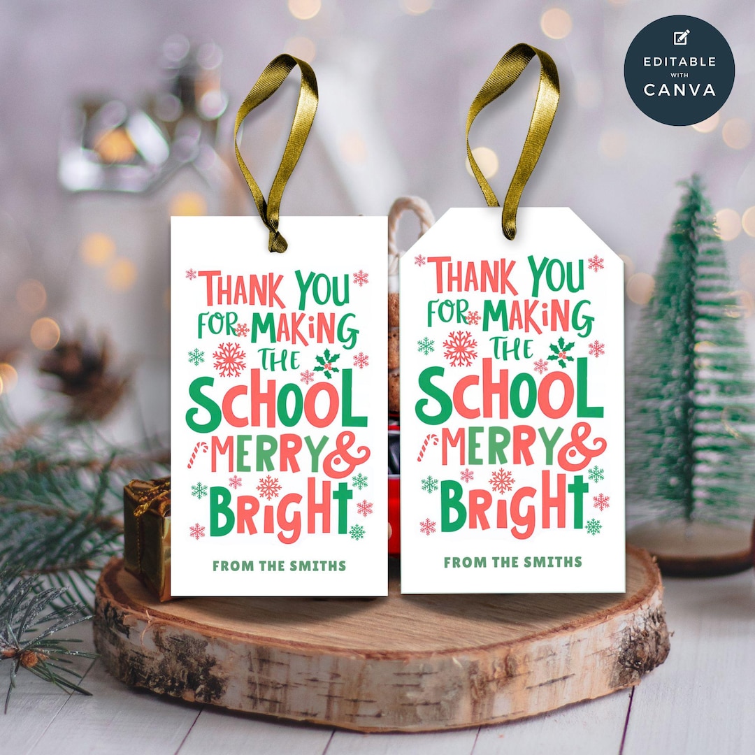 Editable Christmas Thank You Tags for Teachers - Printable Thank You ...