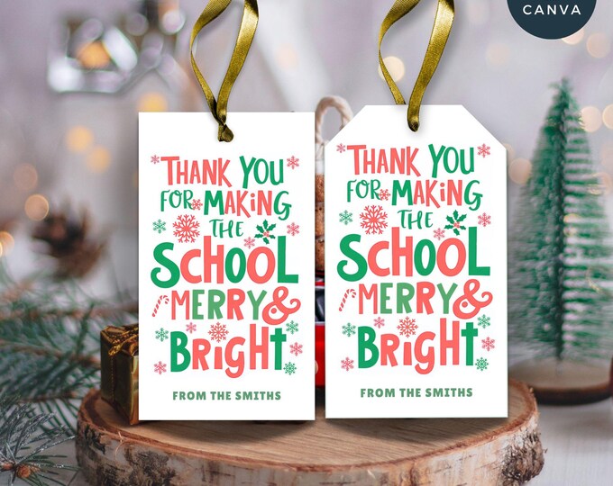 Christmas Thank You Gift Tag Printable for Teachers School Staff ...
