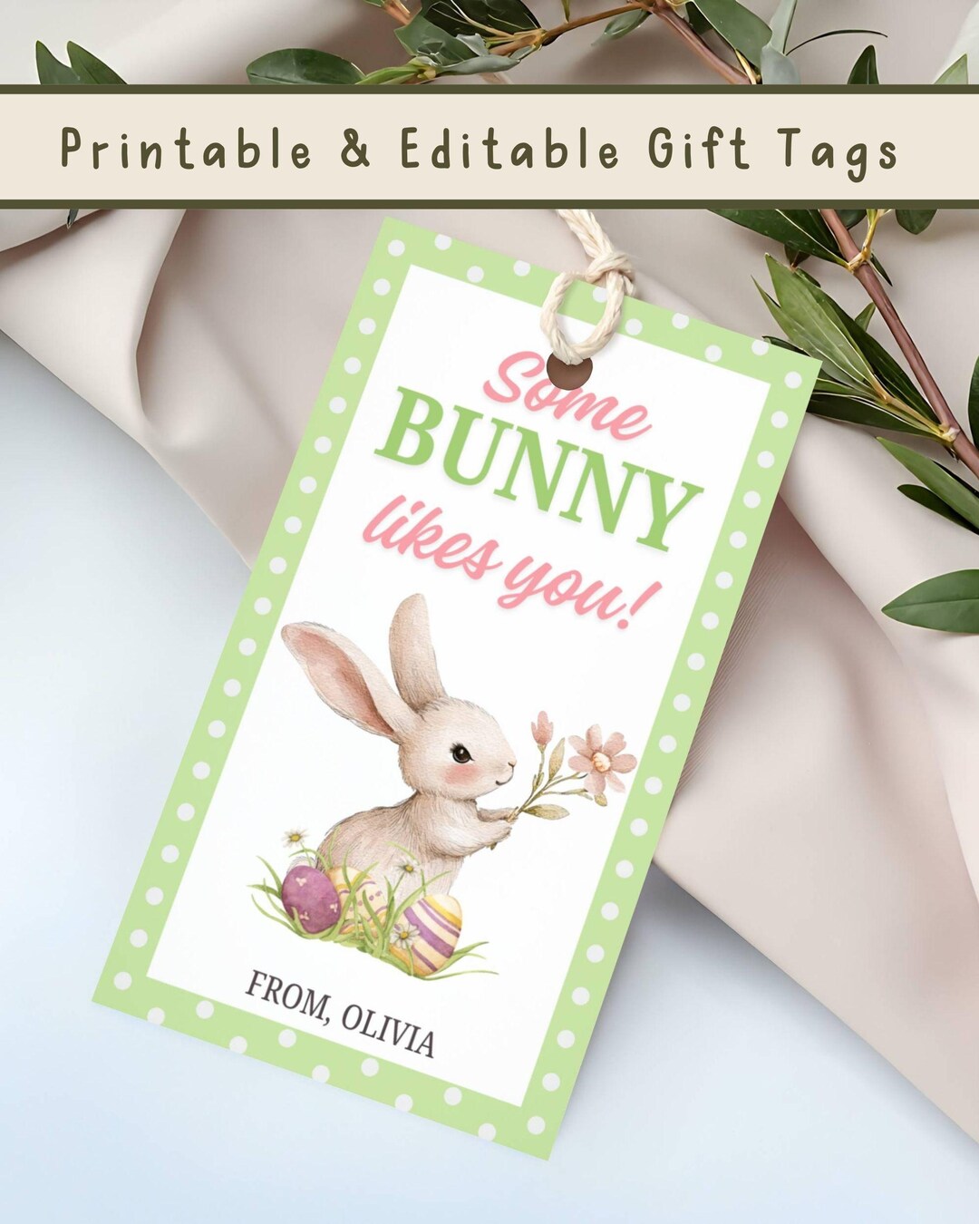 Easter Basket Gift Tag Printable Personalized Name Easter Basket Gift ...