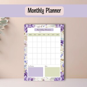 Printable Floral Planner Bundle – Digital Daily Weekly Monthly Purple ...