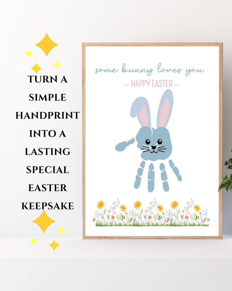 Easter Bunny Handprint Craft Printable Toddler Bunny Handprint Easter ...