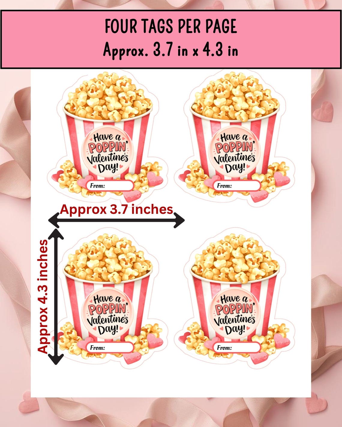 Popcorn Valentine Tags Printable PDF & Editable Canva Template | POPPIN ...
