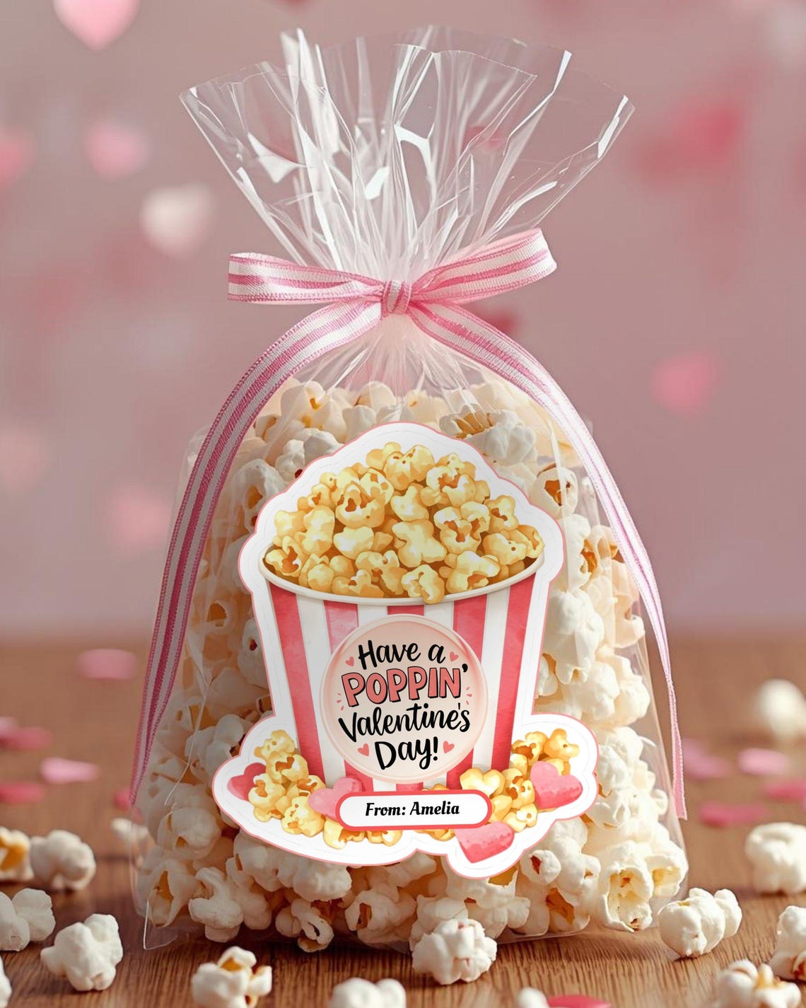 Popcorn Valentine Tags Printable PDF & Editable Canva Template | POPPIN ...