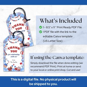 Editable 4th of July Gift Tag Printable July 4 Tag Red White Blue ...