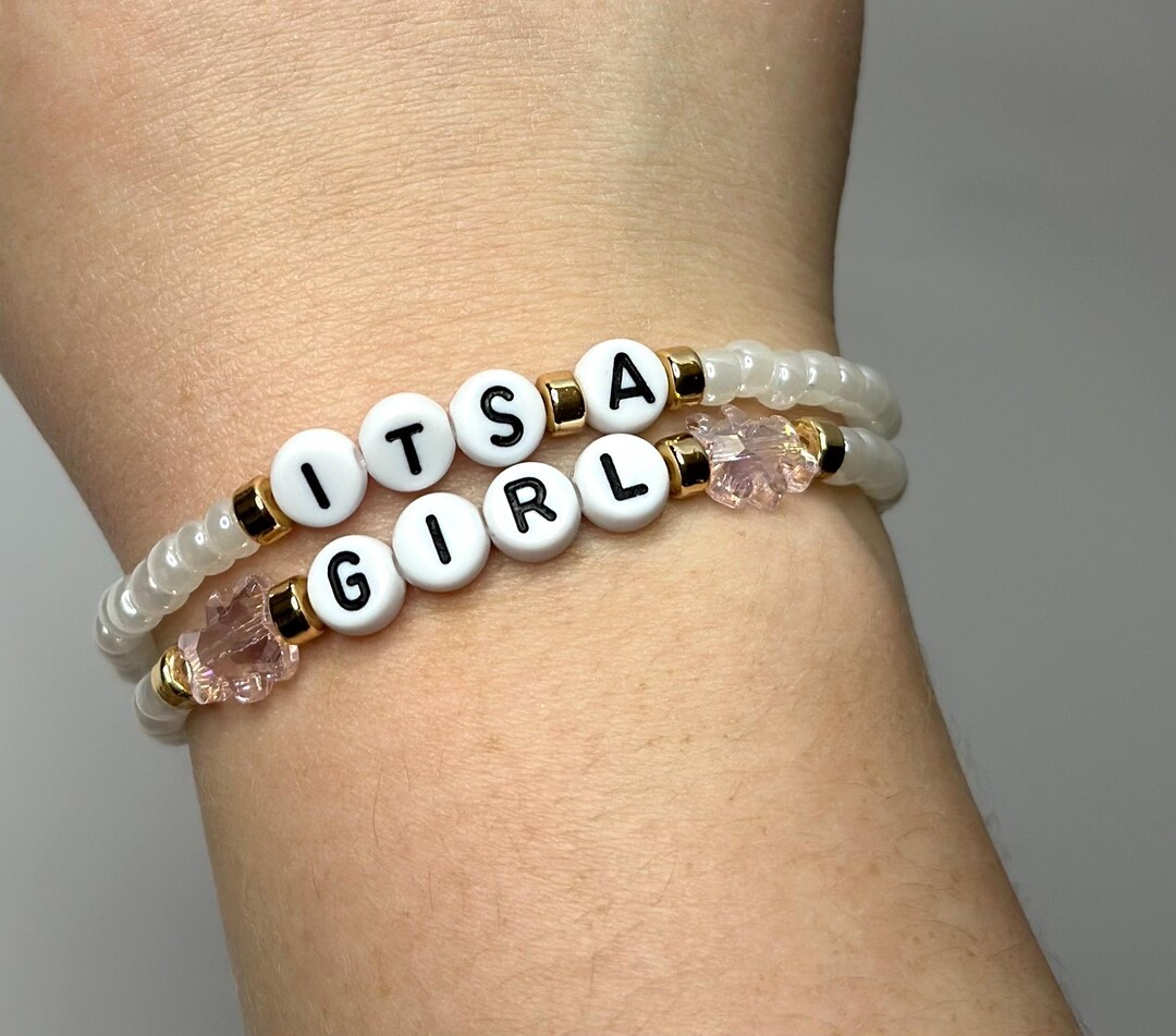 Girl Gender Reveal Friendship Bracelet Set, It’s a Girl Beaded ...