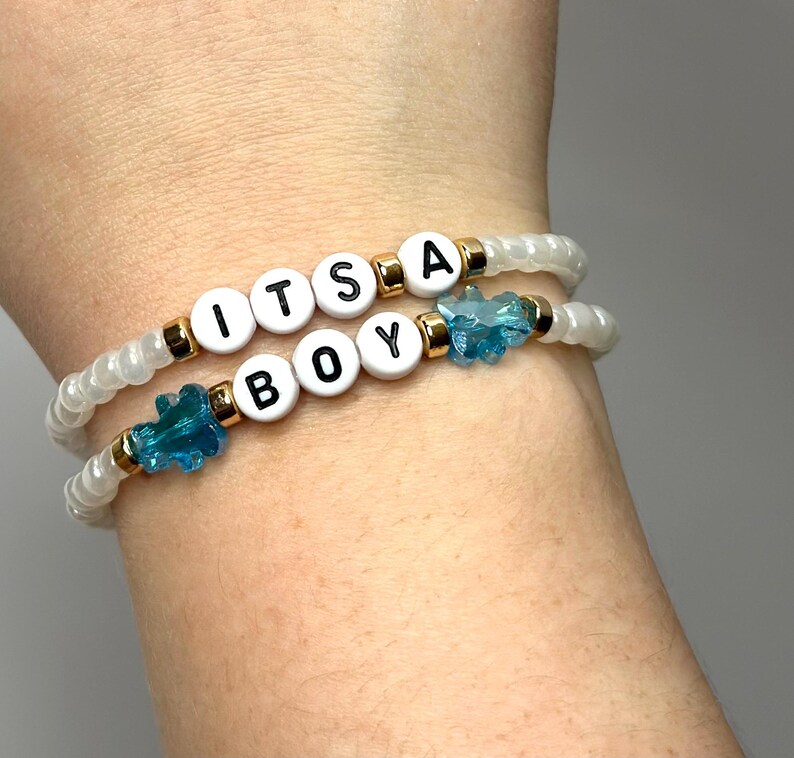 Boy Gender Reveal Friendship Bracelet Set, It’s a Boy Beaded Bracelets ...