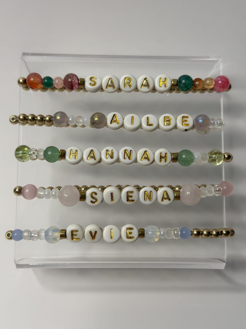 Personalized Name Bracelet, Custom Word Beaded Bracelet, Friendship ...