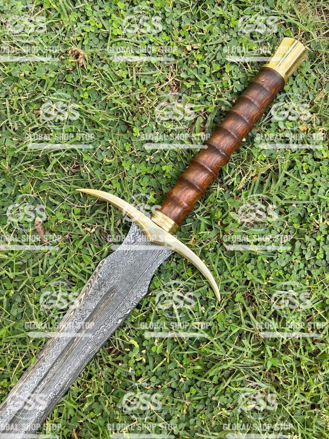 Real Damascus Steel Sword, Viking Swords, Fantasy Sword Rat Tail Tang ...