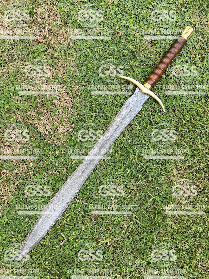 Real Damascus Steel Sword, Viking Swords, Fantasy Sword Rat Tail Tang ...