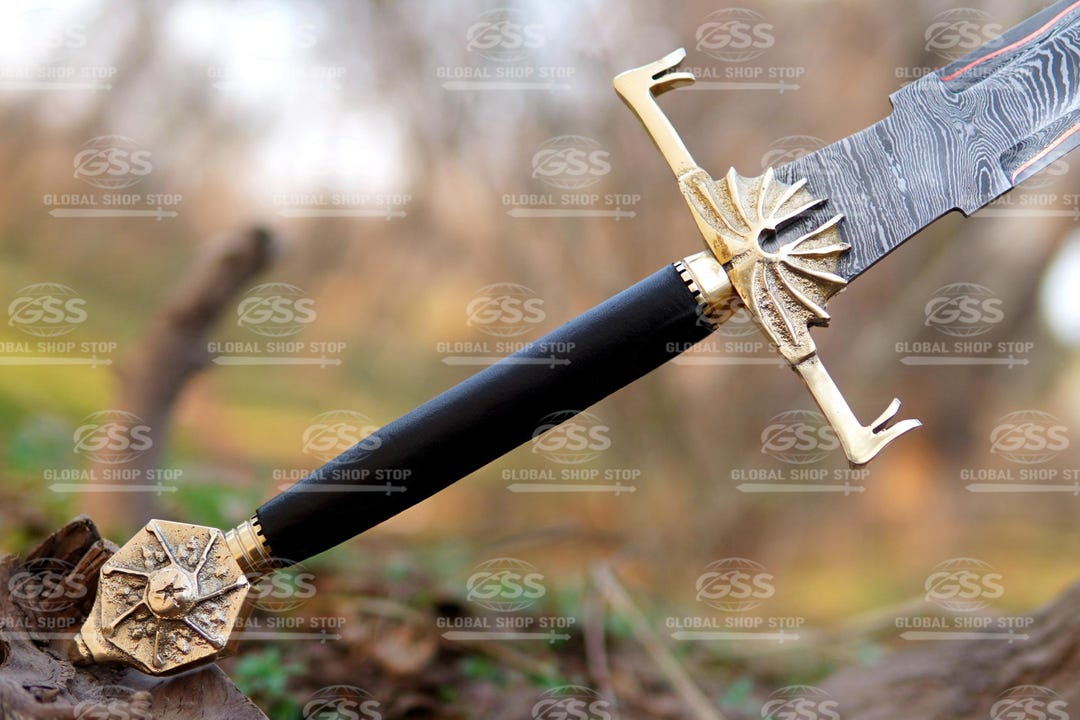 Handmade Copper Damascus Steel Sword, Authentic Viking Sword, Cosplay ...