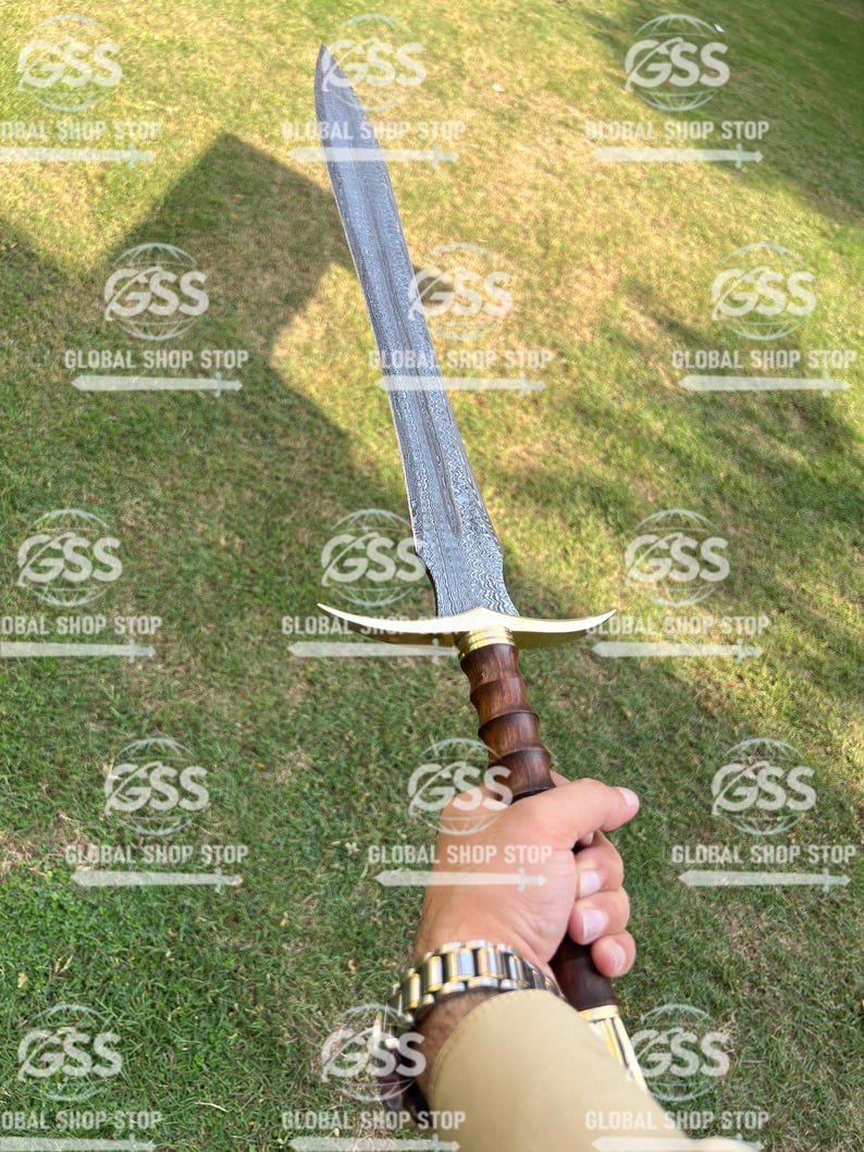 Real Damascus Steel Sword, Viking Swords, Fantasy Sword Rat Tail Tang ...
