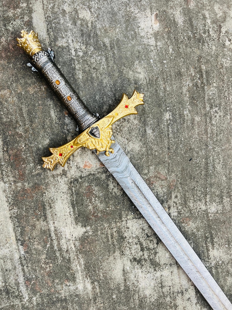 Handmade Damascus Steel Crown Sword – Medieval King's Cosplay Sword. - Etsy