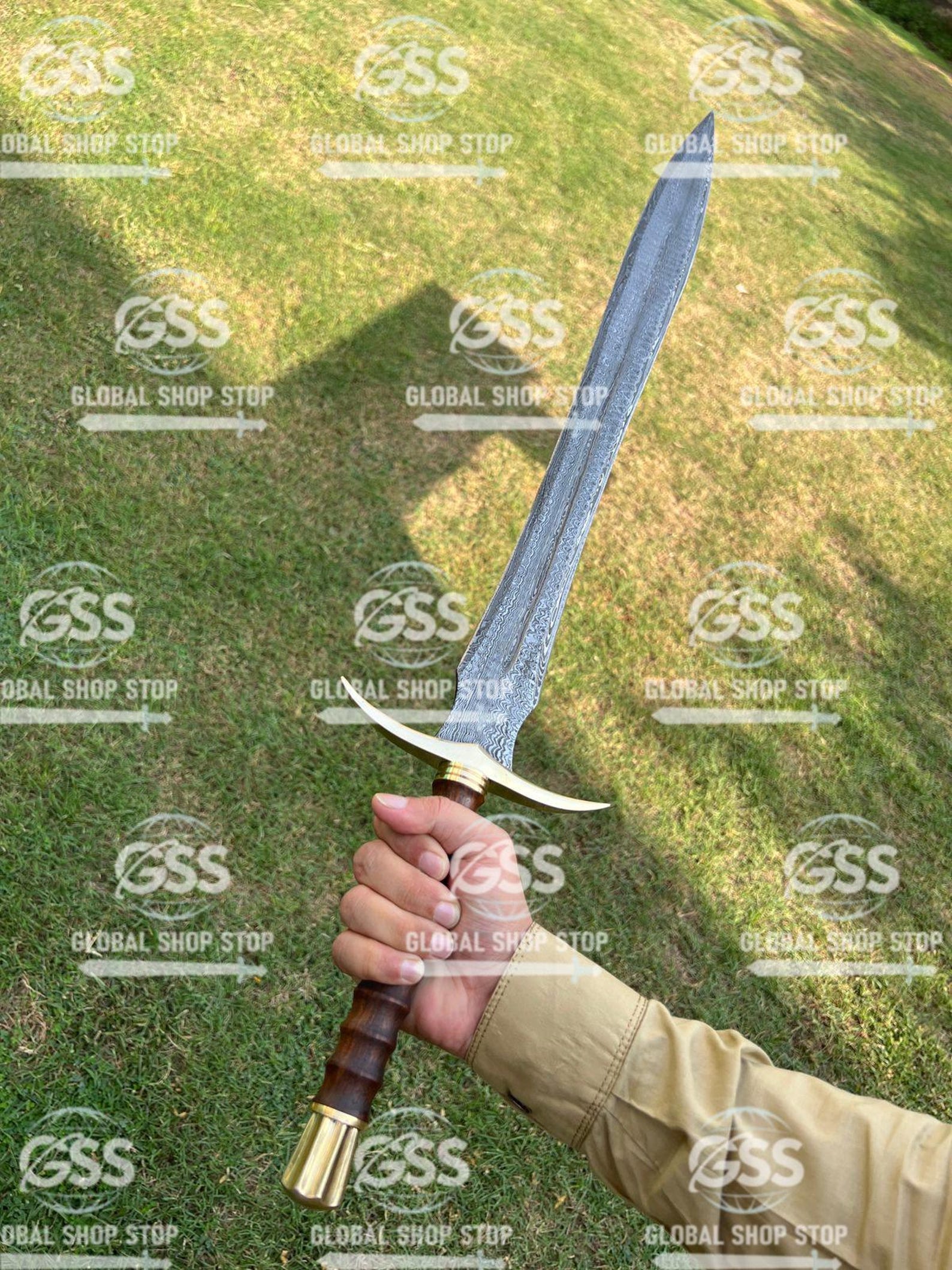 Real Damascus Steel Sword, Viking Swords, Fantasy Sword Rat Tail Tang ...