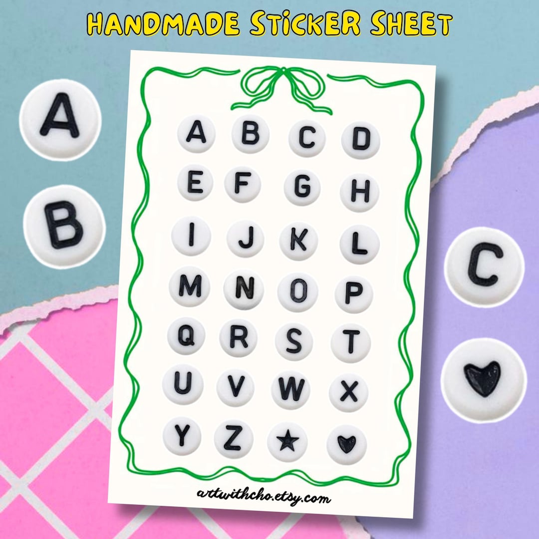 Bead Letters Journal Stickers - Handmade Alphabet Stickers for Planner ...