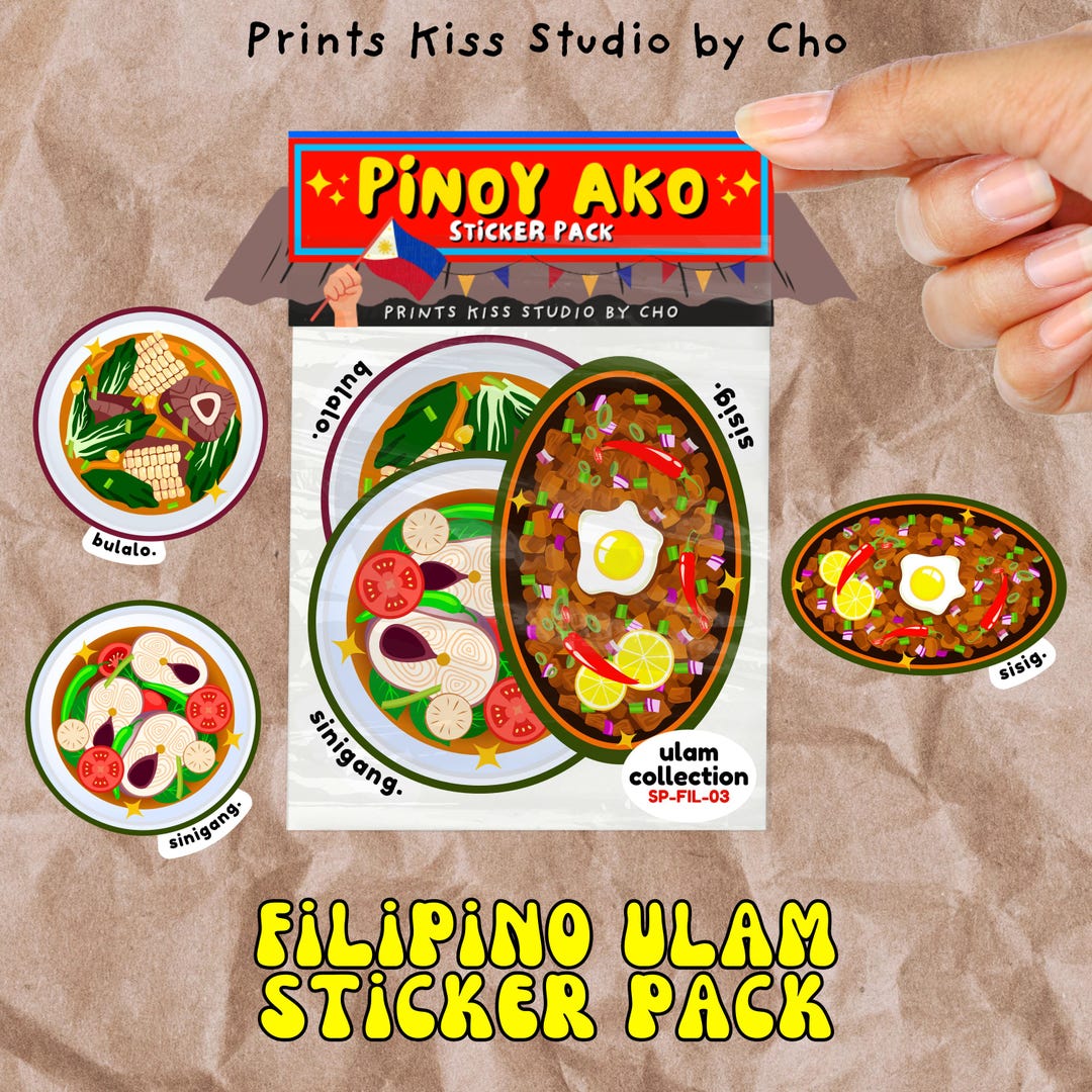 Filipino Inspired Ulam Food Sticker Pack 3 Pcs Lechon Spaghetti Lumpia ...