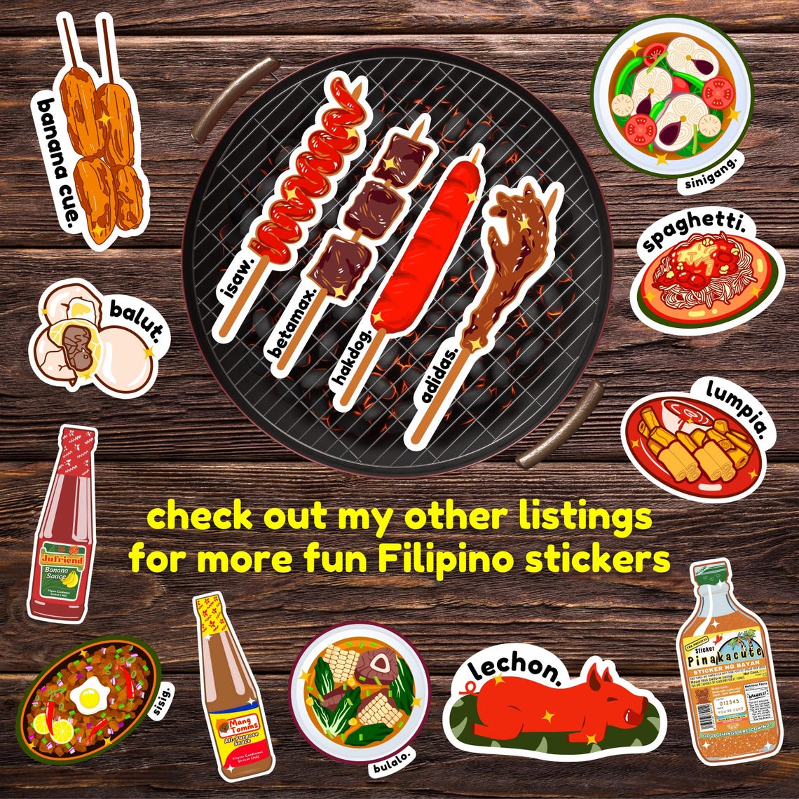 Filipino Inihaw Street Food Stickers: Proud Pinoy Matte Vinyl Decals - Etsy
