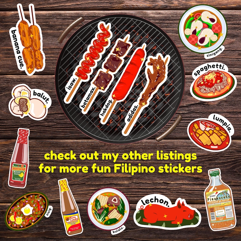 Filipino Inihaw Street Food Stickers: Proud Pinoy Matte Vinyl Decals - Etsy
