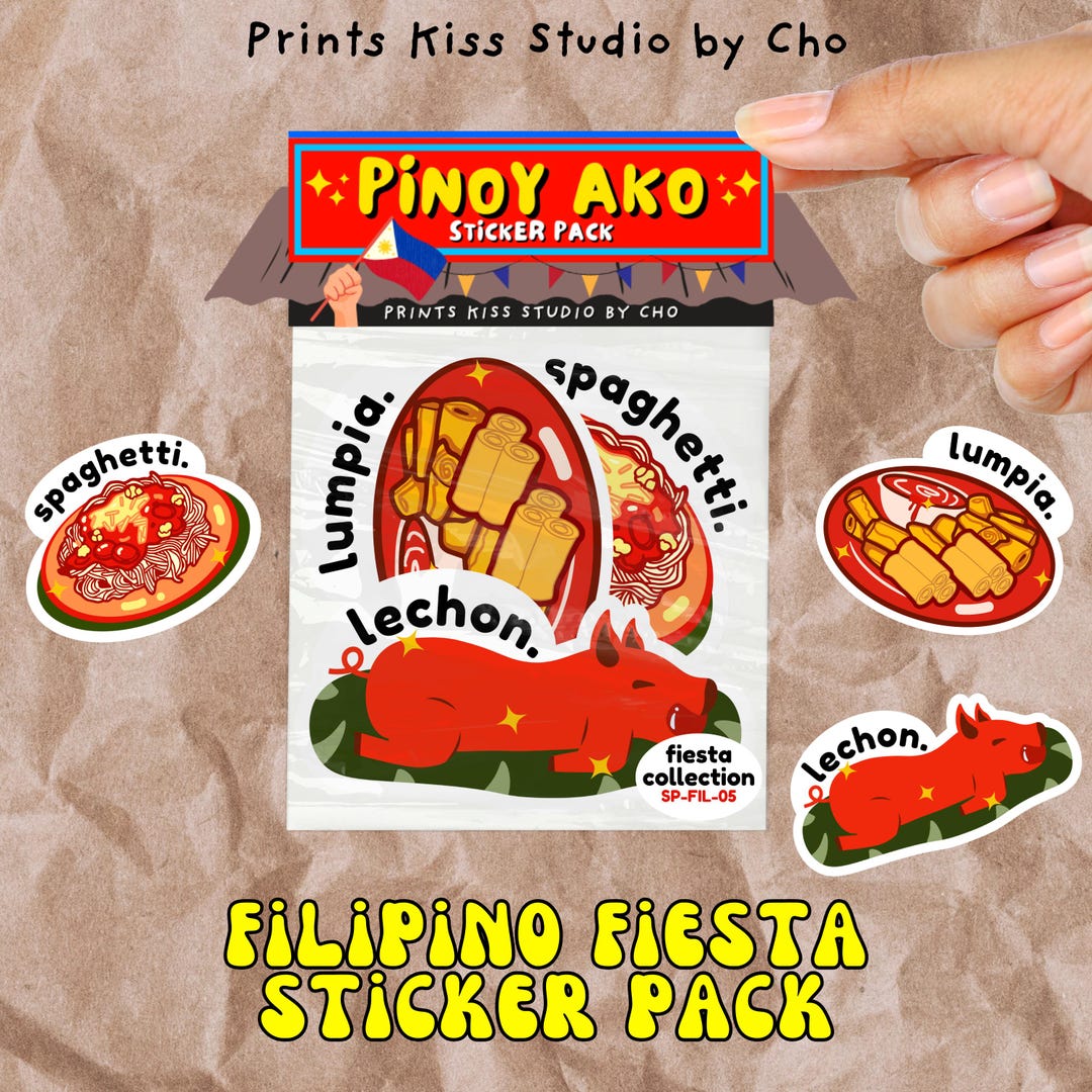 Filipino Inspired Fiesta Food Sticker Pack 3 Pcs Lechon Spaghetti ...