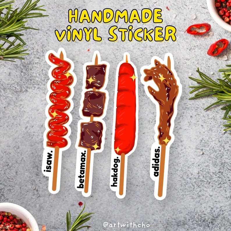 Filipino Inihaw Street Food Stickers: Proud Pinoy Matte Vinyl Decals - Etsy