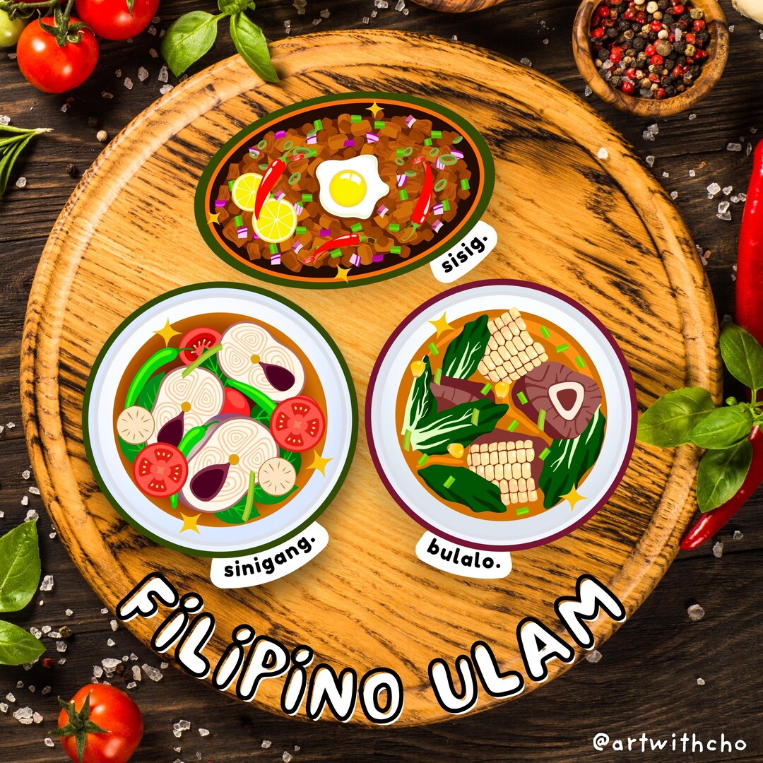 Filipino Inspired Ulam Food Sticker Pack 3 Pcs | Sisig | Sinigang ...