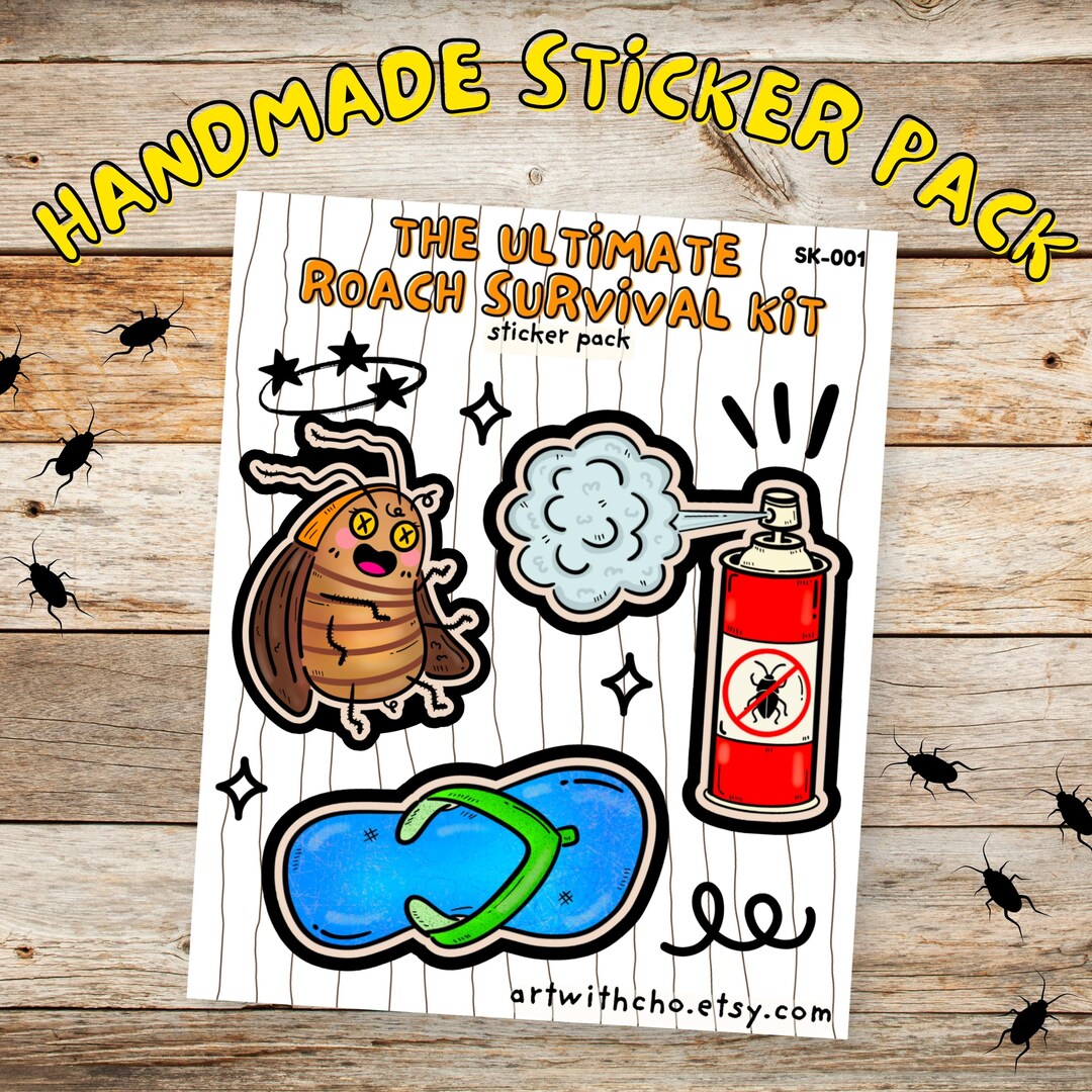 Handmade the Ultimate Roach Survival Kit Matte Vinyl Stickers - Set of ...