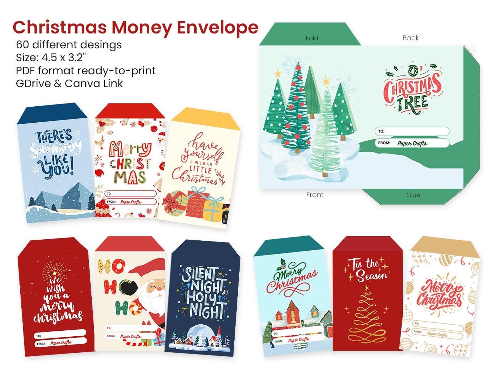 60 Christmas Money Envelope Ampao Designs & Template, Ready-to-print ...