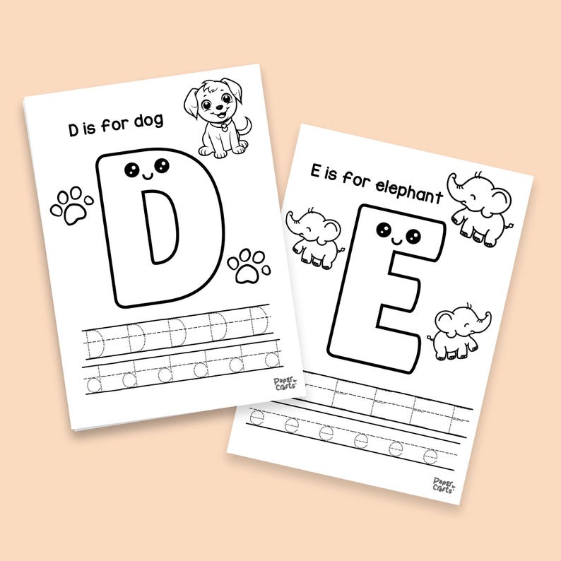 ABC Tracing & Coloring Pages for Kids, Alphabet Worksheet, Educational ...