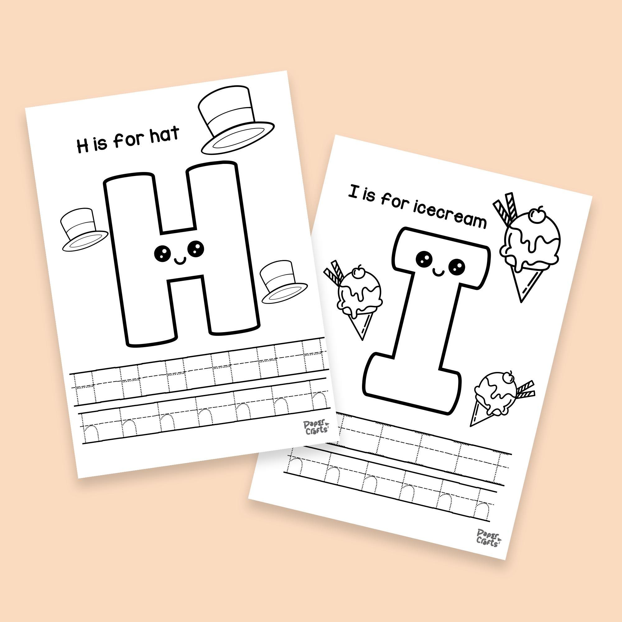 ABC Tracing & Coloring Pages for Kids, Alphabet Worksheet, Educational ...