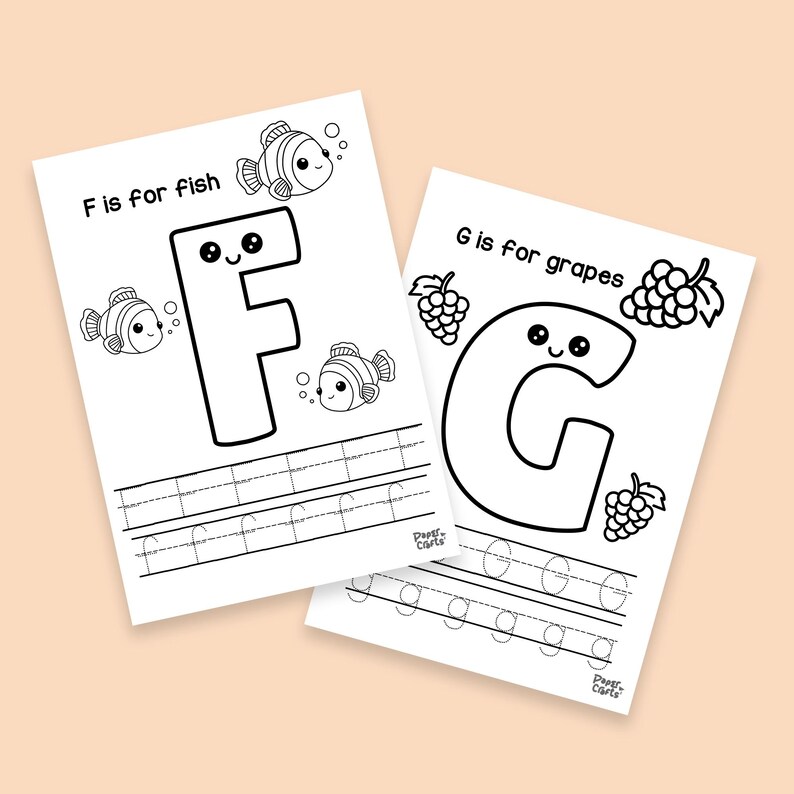 ABC Tracing & Coloring Pages for Kids, Alphabet Worksheet, Educational ...