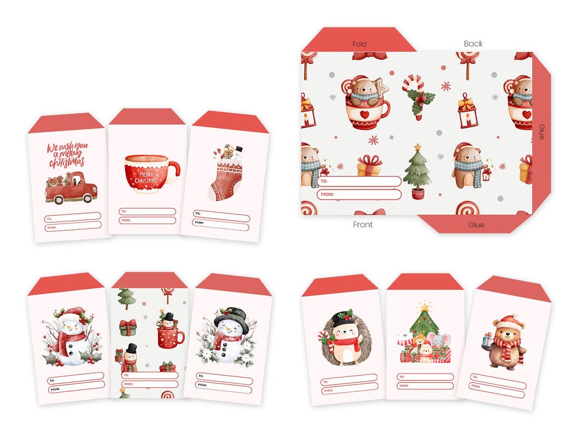 60 Christmas Money Envelope Ampao Designs & Template, Ready-to-print ...