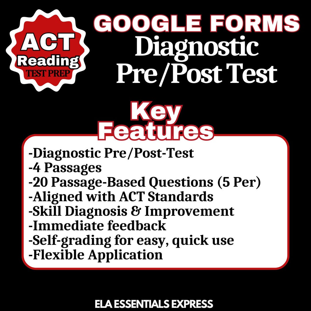 Digital ACT Reading Practice | Self-grading Google Forms for High ...