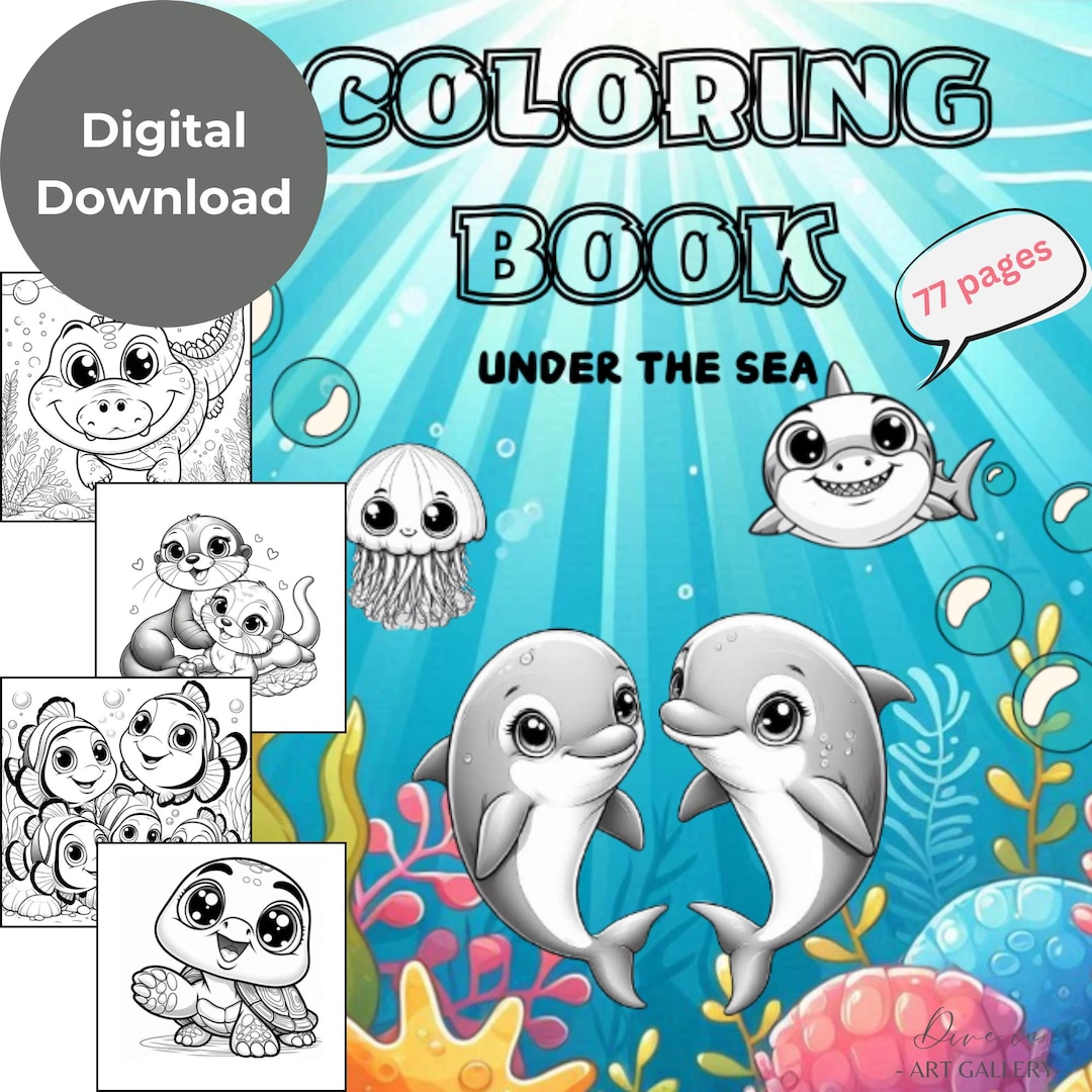 Underwater Adventure: Coloring Book With Cute Sea Creatures for Kids ...