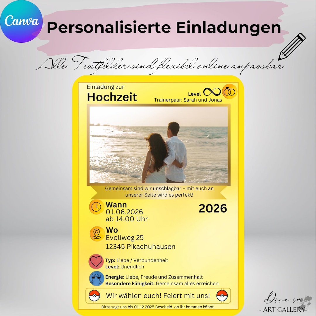 Pokémon Cards Invitation - Customizable Template for Weddings & Events ...