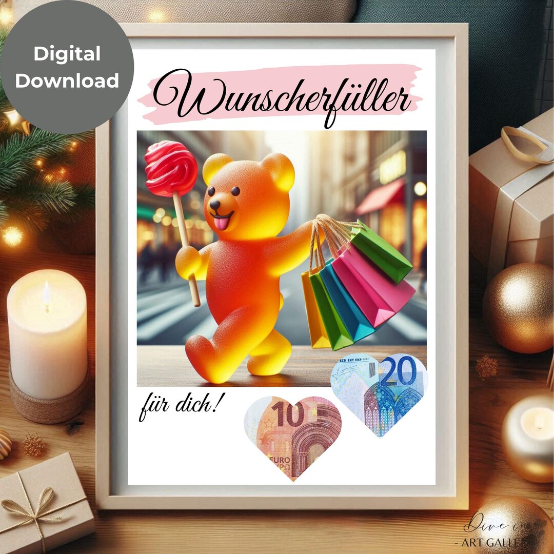 Wish Fulfiller Voucher Template Creative Cash Gift Idea With Gummy Bear ...