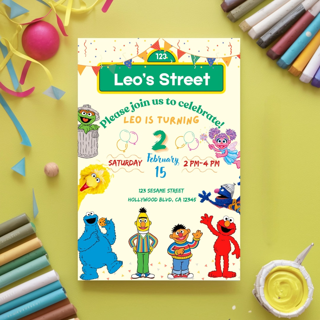 Sesame Street Party Invitation, Sesame Street Birthday Party Invite ...