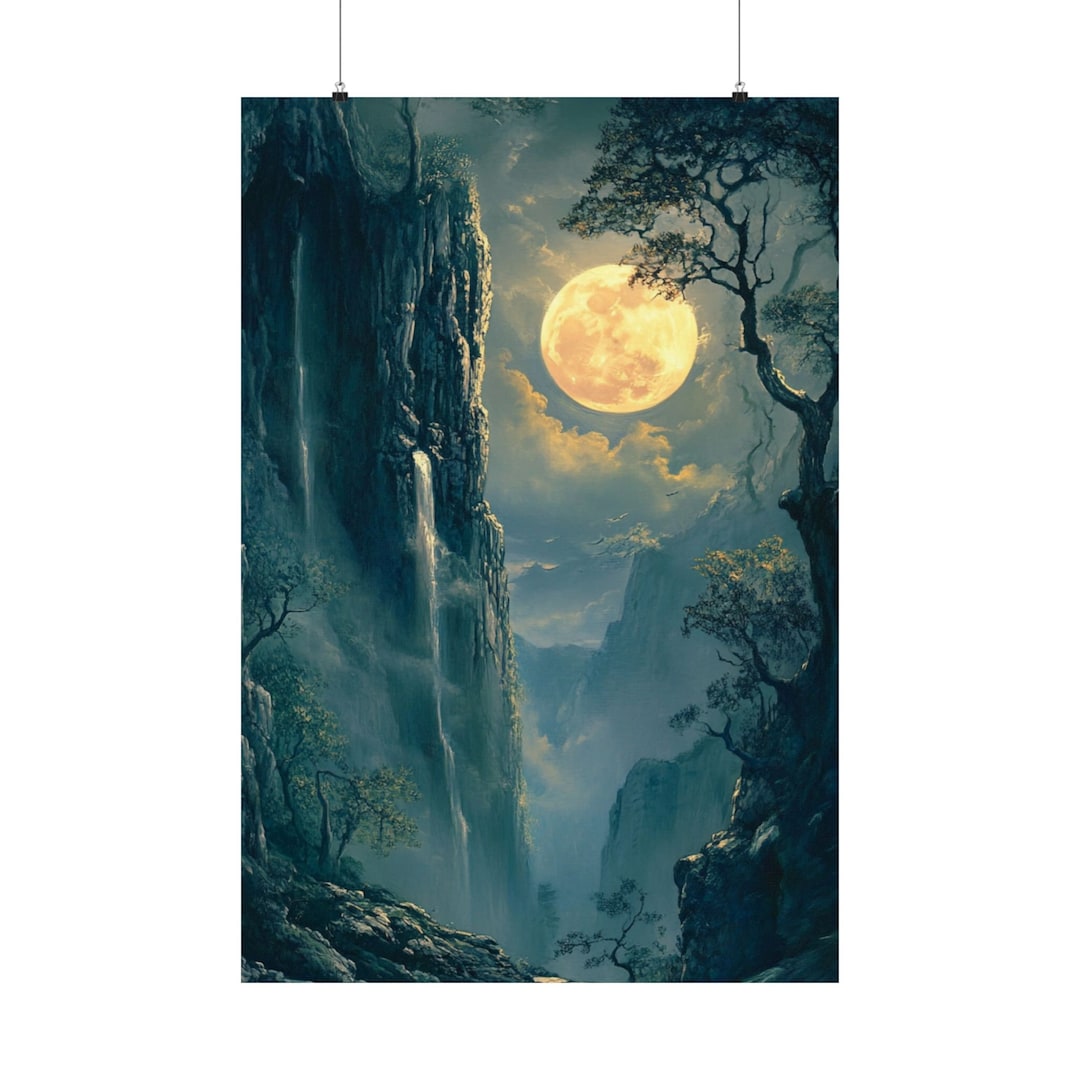 Full Moon Path Matte Vertical Posters | Fantasy Home Decor Wall Art - Etsy