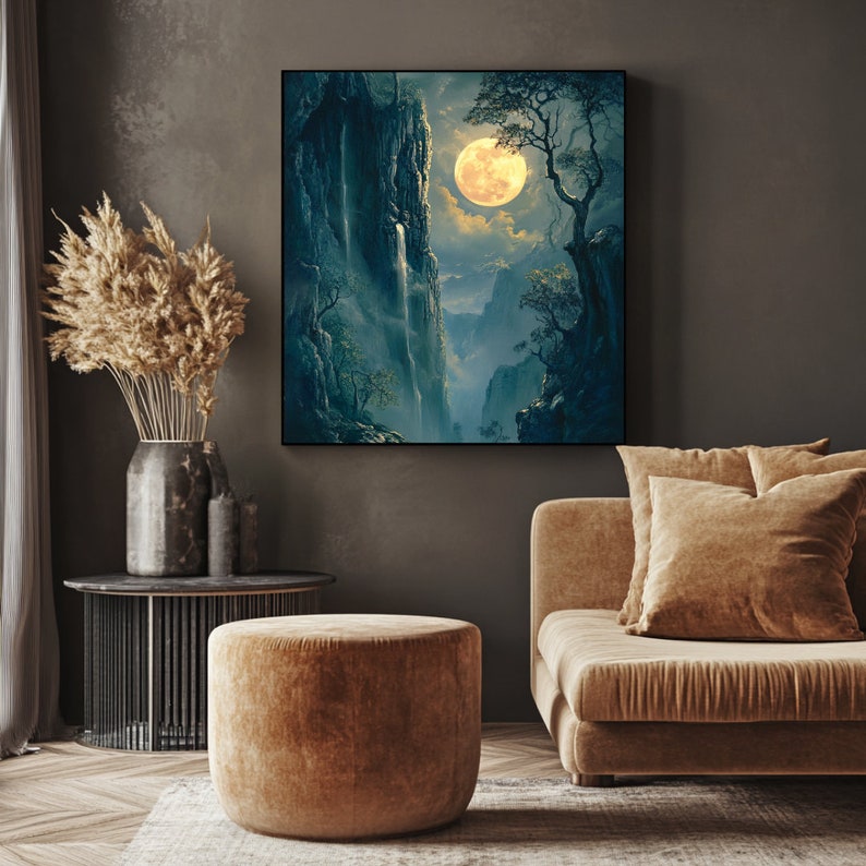 Full Moon Path Print Digital Download Wall Art for Home Decor - Etsy