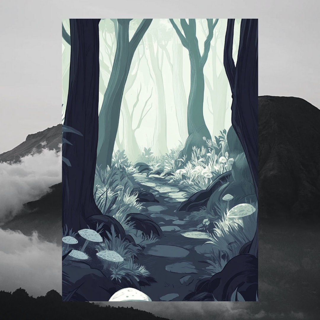 Blue Forrest Print | Digital Download Wall Art for Home Decor - Etsy