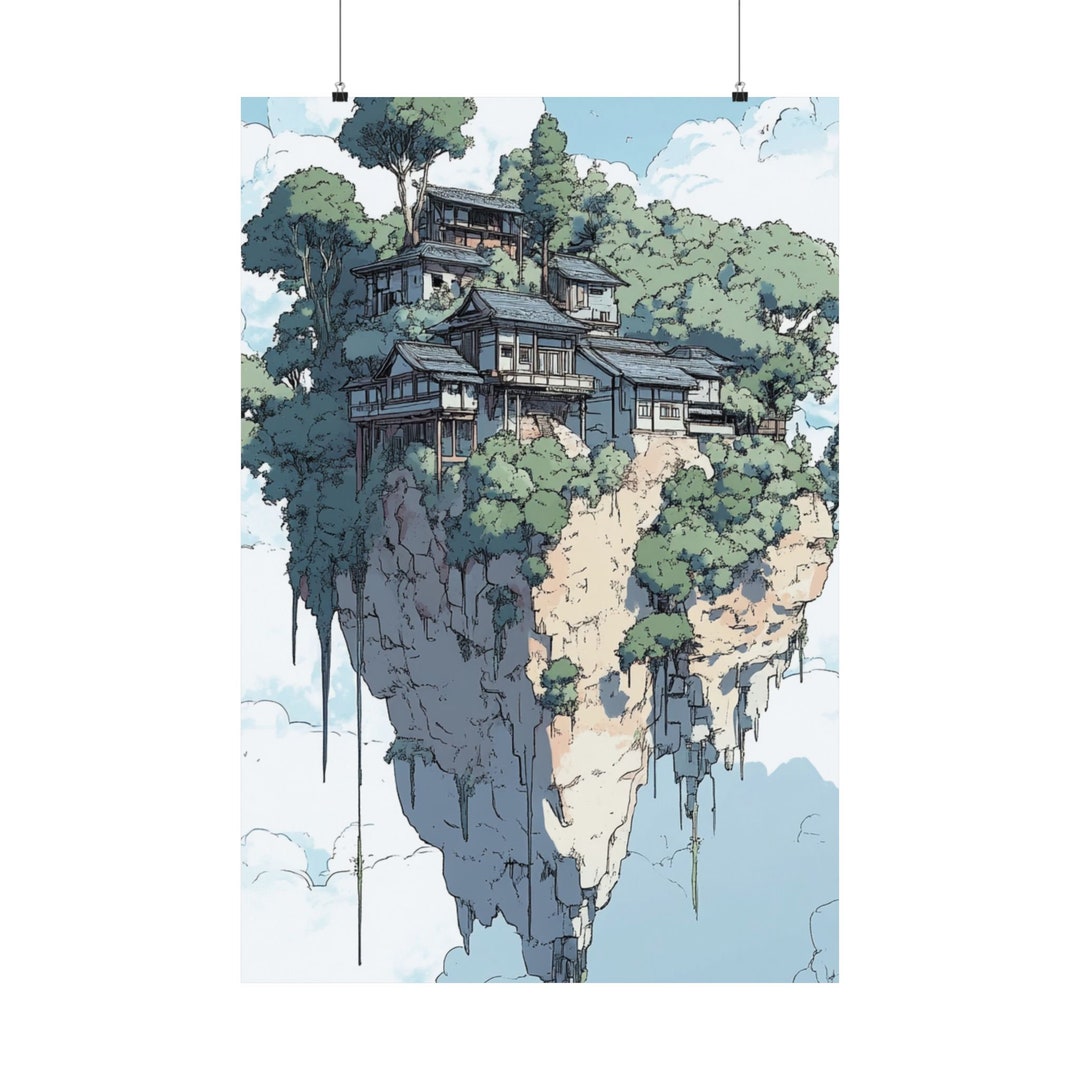 Floating Island Matte Vertical Posters | Fantasy Home Decor Wall Art - Etsy