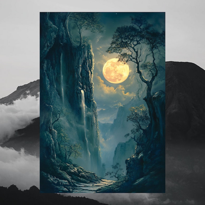 Full Moon Path Print | Digital Download Wall Art for Home Decor - Etsy