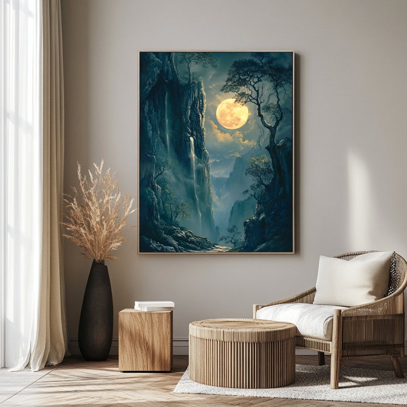 Full Moon Path Print | Digital Download Wall Art for Home Decor - Etsy