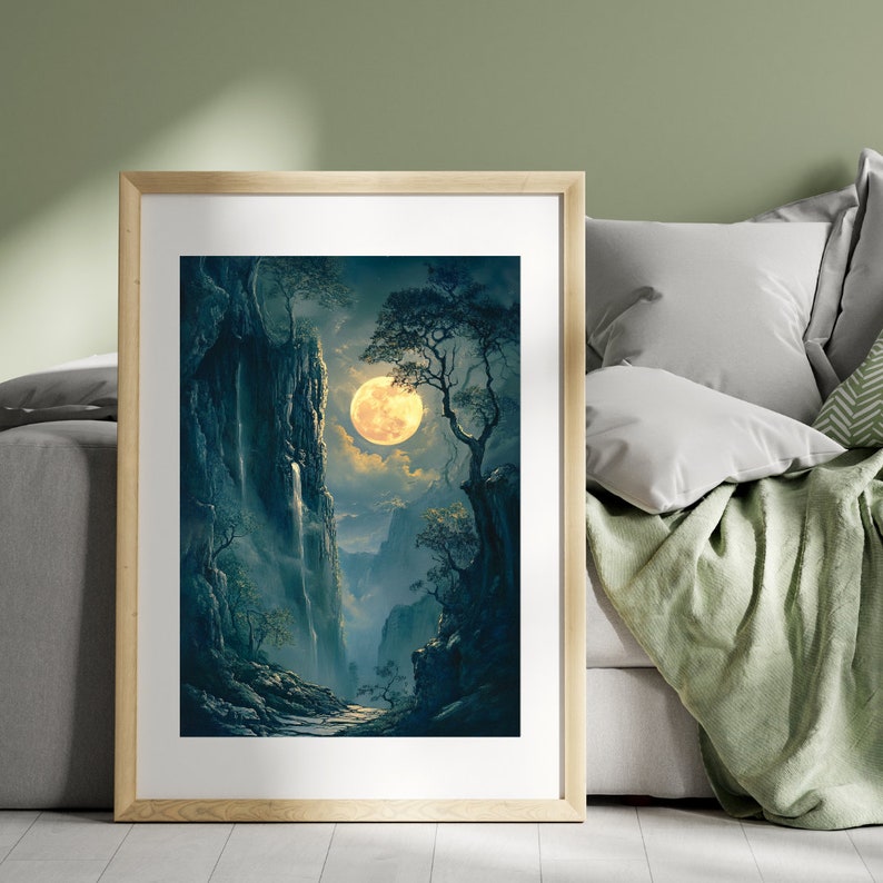 Full Moon Path Print | Digital Download Wall Art for Home Decor - Etsy