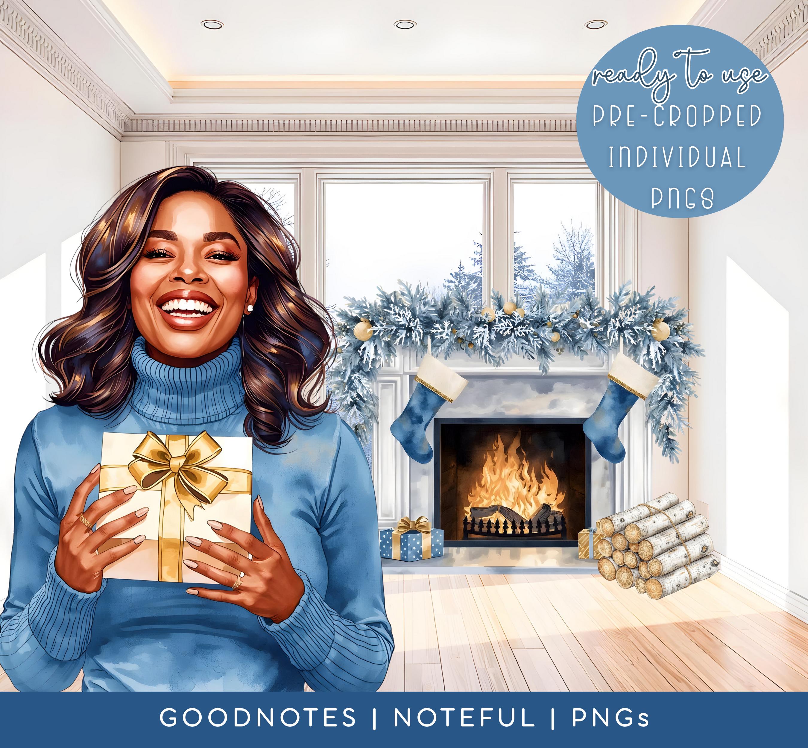 Blue Christmas Stickers for Black Girls | 80 Winter Stickers ...