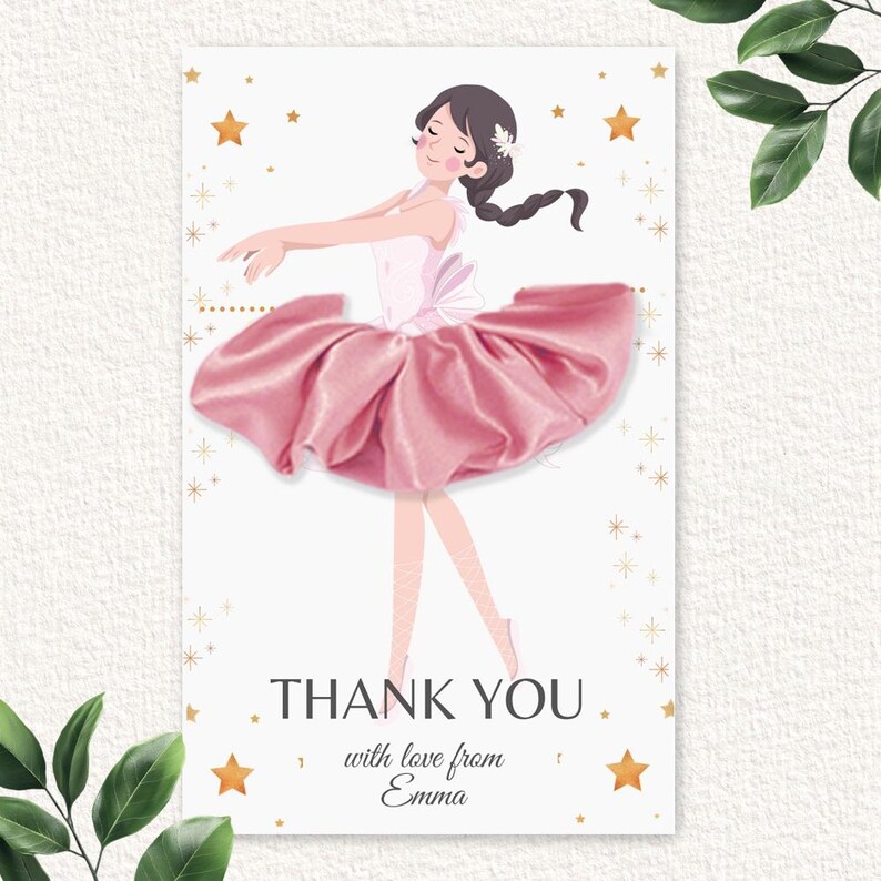 Ballet Favor Tag Pretty Ballerina Scrunchie Card Dance and Twirl Dace ...