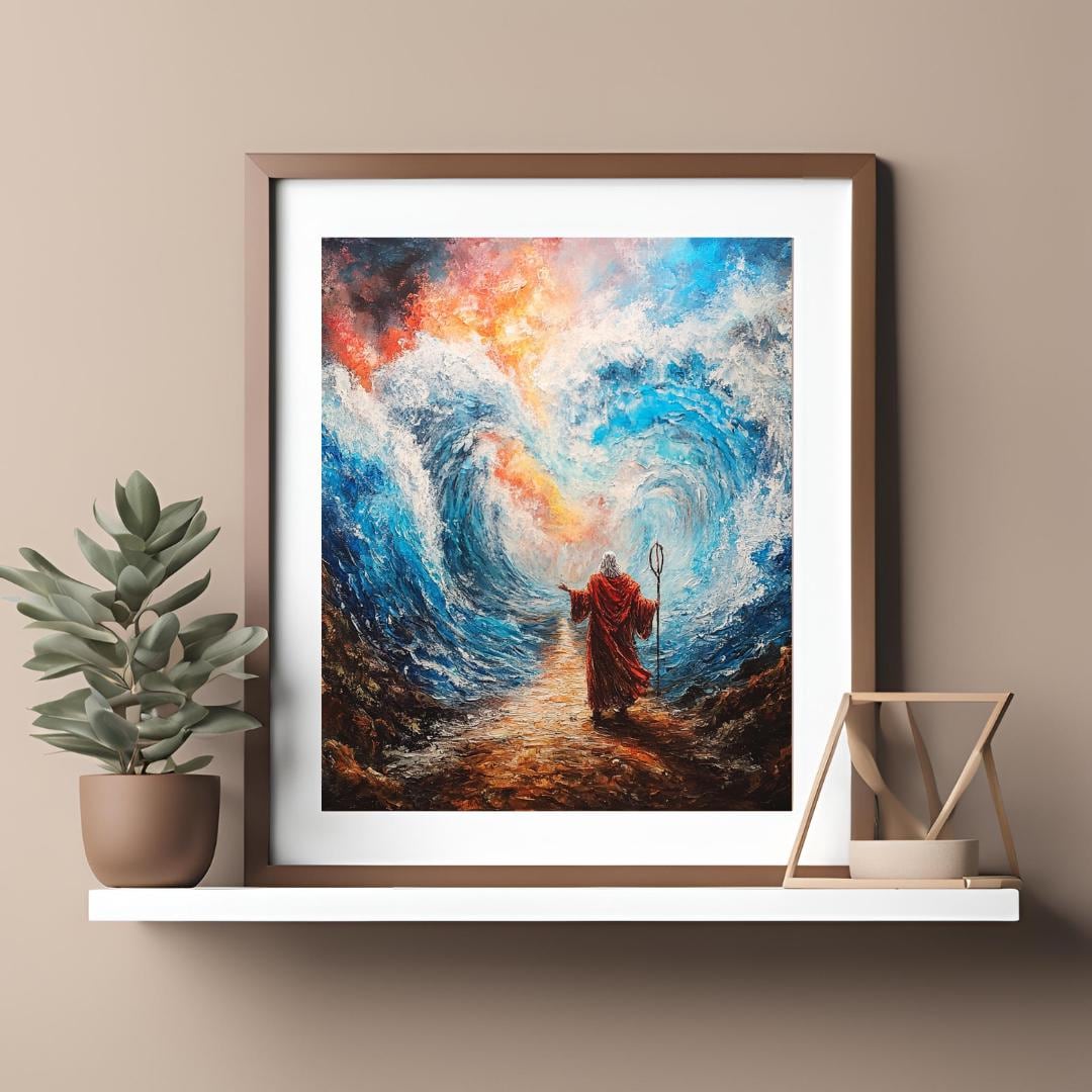 Moses Parting the Sea, Christian Art, Digital LDS Art - Etsy