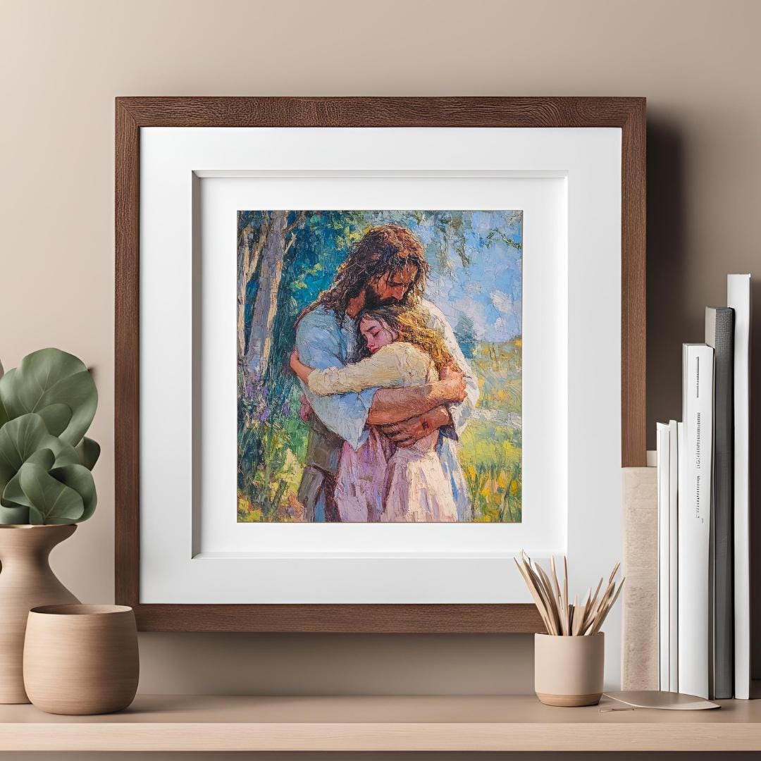 The Comforter | Jesus Hugging Crying Girl | Christian LDS Art | Digital ...
